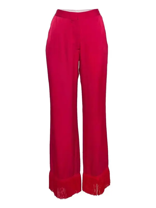 Stella McCartney Fringe Hem High Waist Straight Leg Trousers - Pink