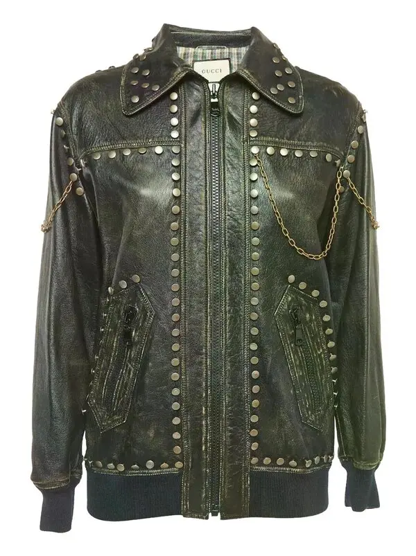 Gucci Studded Leather Biker Jacket - Black
