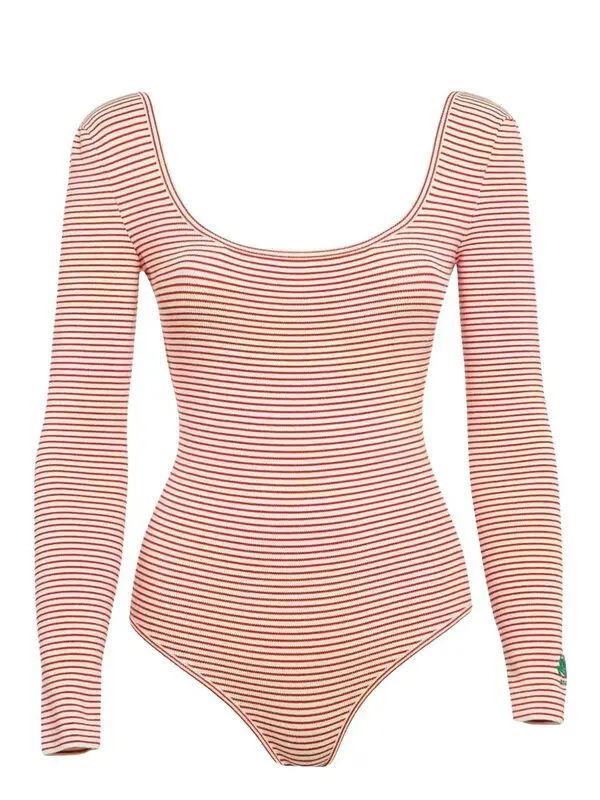 Etro Striped Logo-embroidered Bodysuit - Red