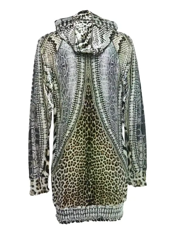 Roberto Cavalli Zebra-leopard Print Hooded Jacket - Black