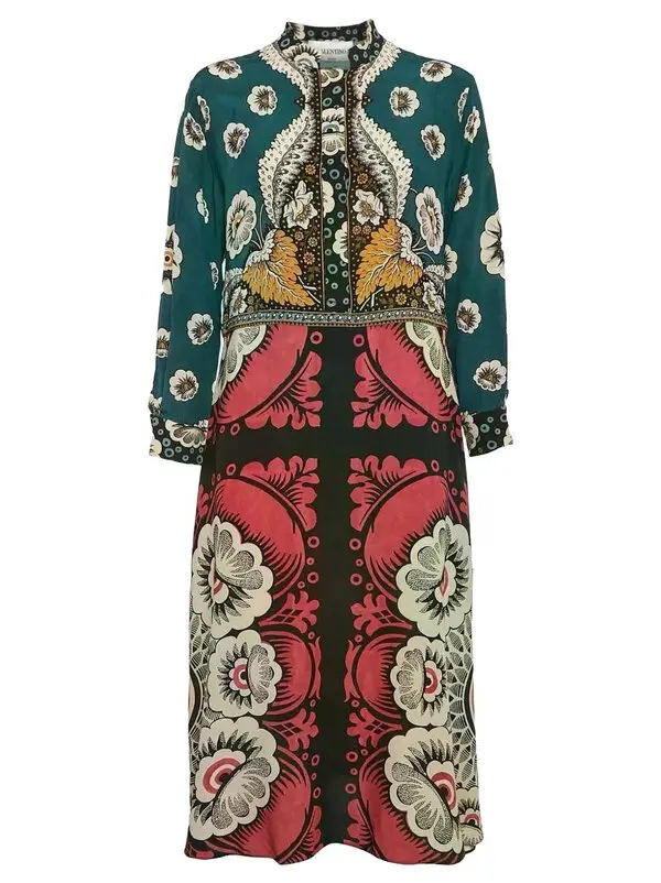 Valentino Garavani Printed Crepe De Chine Dress - Green