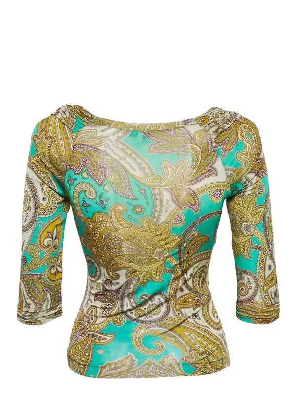 Etro Paisley Print V-neck T-shirt - Neutrals