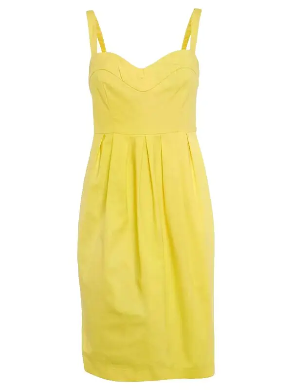 Moschino Pleated Sweetheart Neckline Dress - Yellow