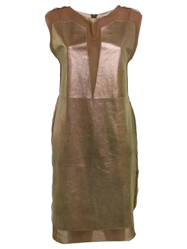 Bottega Veneta Leather Sleeveless Dress - Brown