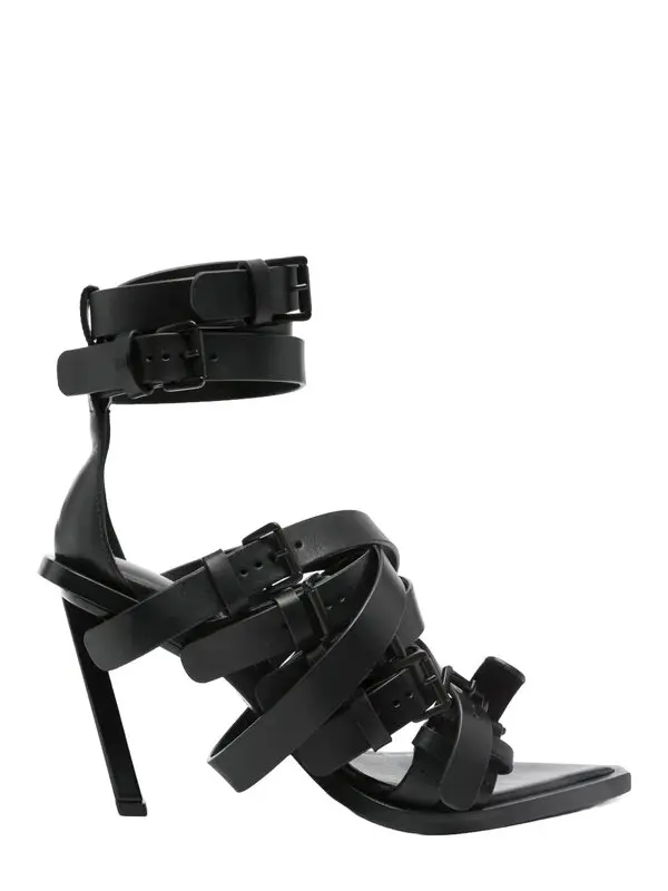 ANN DEMEULEMEESTER Leather Heeled Sandals - Black