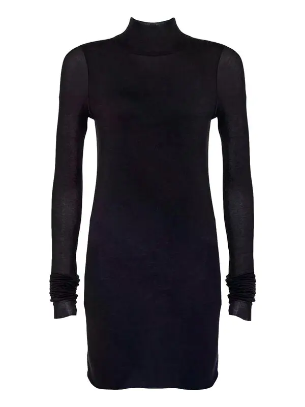 Rick Owens Sheer Panel Turtleneck Dress - Black