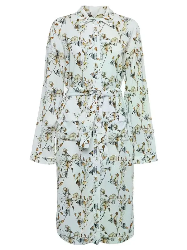 Off-White 2013 Floral Print Belted Midi Dress - White