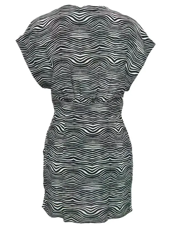 Pierre Balmain Silk Wave Print Mini Dress - Black