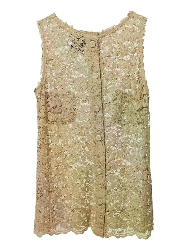 Dolce & Gabbana Beige Lace Sleeveless Top - Neutrals