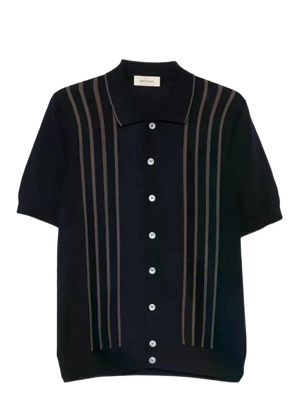 GRAN SASSO Vertical-stripe Short-sleeve Shirt - Blue