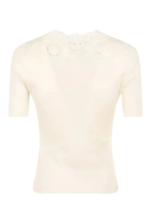 Ermanno Scervino Lace-panelled Short-sleeve Top - Neutrals
