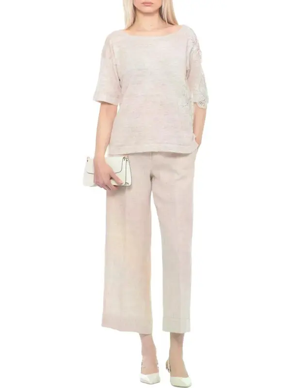 D.exterior Lace Appliqué T-shirt - Neutrals