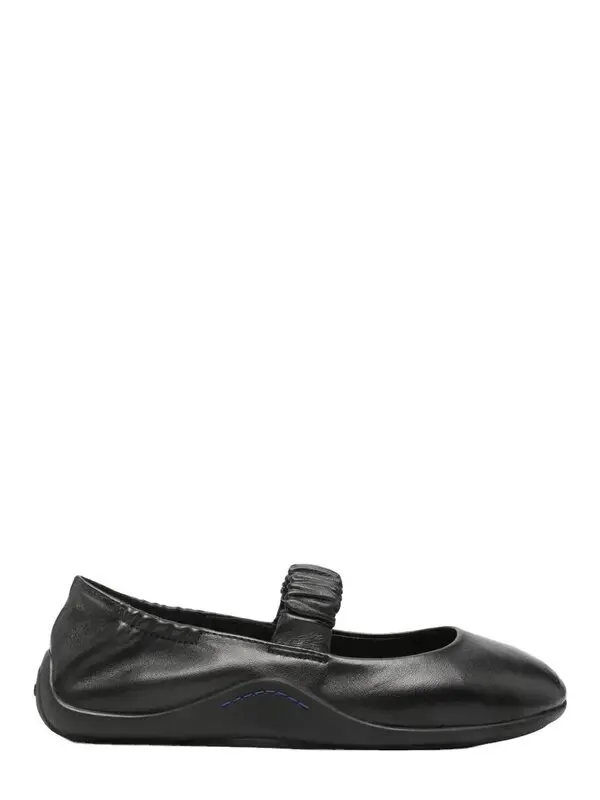 Ash Ruched-strap Leather Ballet Flats - Black