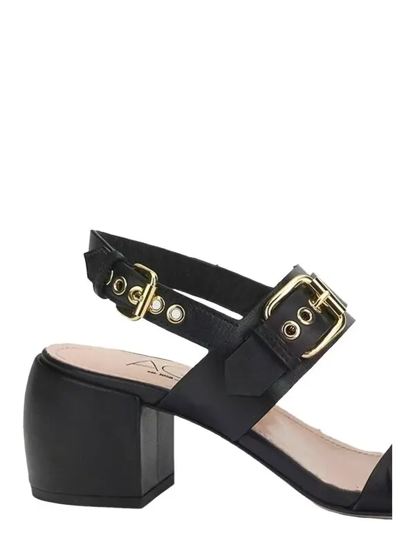 Agl Buckle-detail Block-heel Sandals - Black
