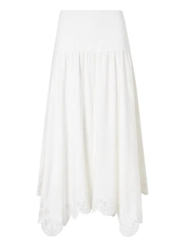 Simkhai Heaven Embroidered Linen-blend Midi Skirt - White