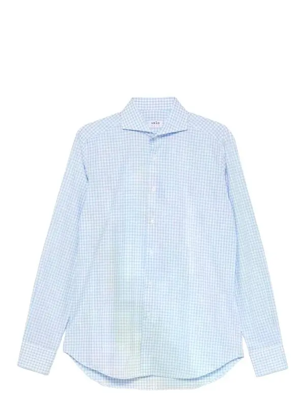 VELA SHOP Gingham-check Long-sleeve Shirt - Blue