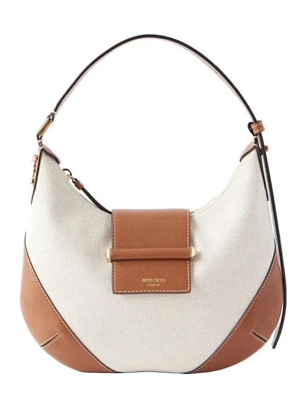 JIMMY CHOO Bar Small Canvas And Leather Shoulder Bag - Brown