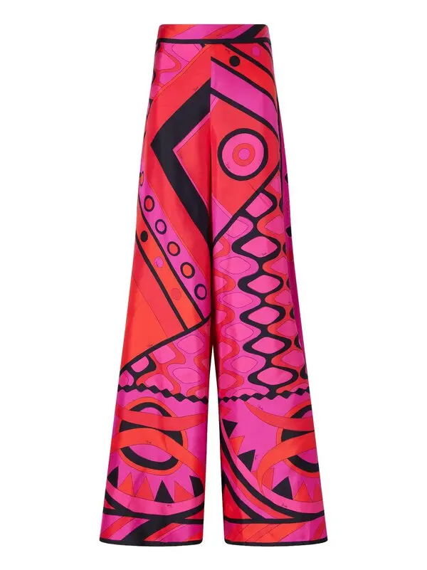 Emilio Pucci Printed Silk Twill Wide-leg Pants - Pink