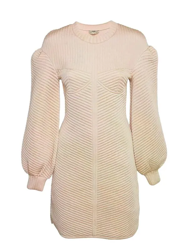 Fendi Quilted Balloon-sleeve Dress - Pink