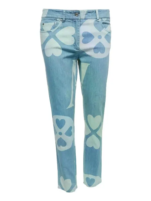 Moschino Heart-motif Straight-leg Trousers - Blue