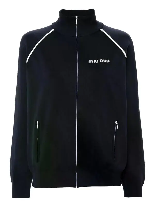 Miu Miu Embroidered Fleece Cardigan - Blue