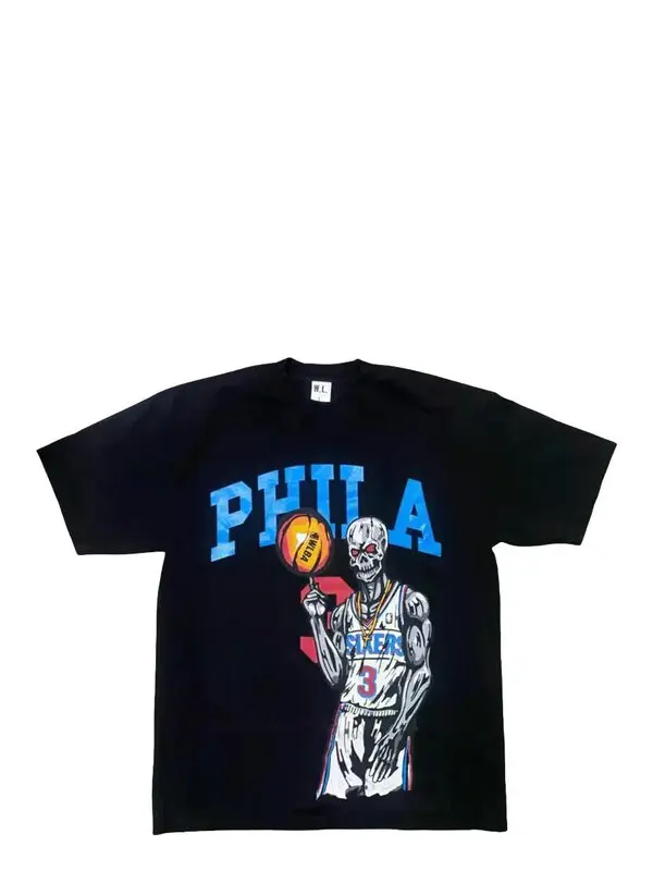 WARREN LOTAS Philadelphia 76ers Allen Iverson Logo T-shirt - Black