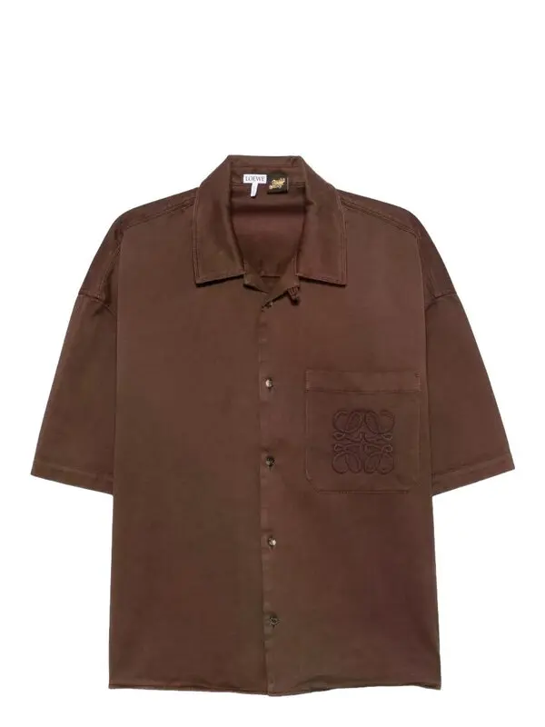 Loewe X Paula's Ibiza Anagram-embroidered Short-sleeve Shirt - Brown