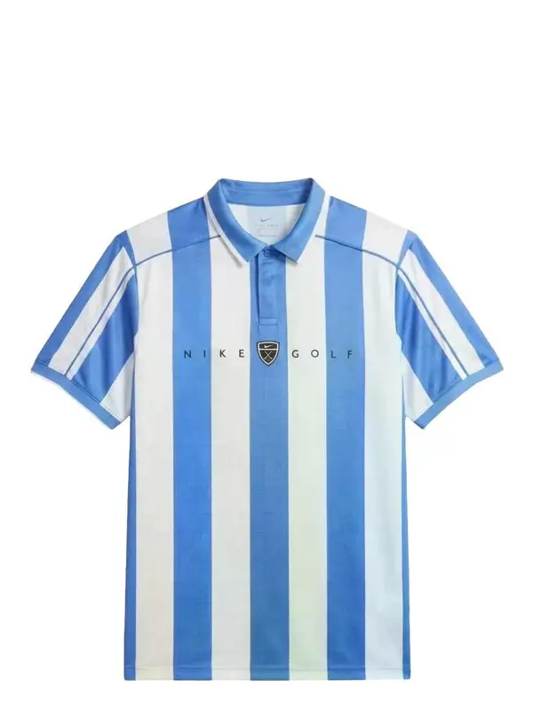 Nike Fairway Striped Logo-patch Polo Shirt - Blue