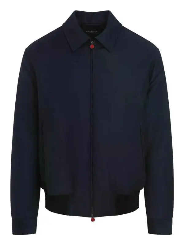 Kiton Zip-up Ribbed-trim Jacket - Blue