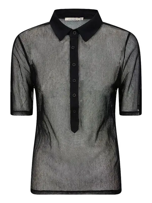 Paloma Wool Sheer Mesh Polo Shirt - Black