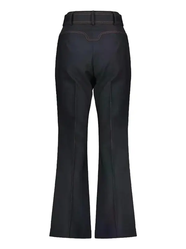 ELLERY Belted Contrast-stitch Trousers - Blue
