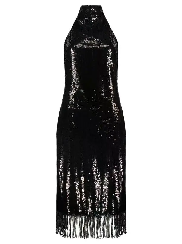 ELLERY Sequin Embellished Fringed Mini Dress - Black