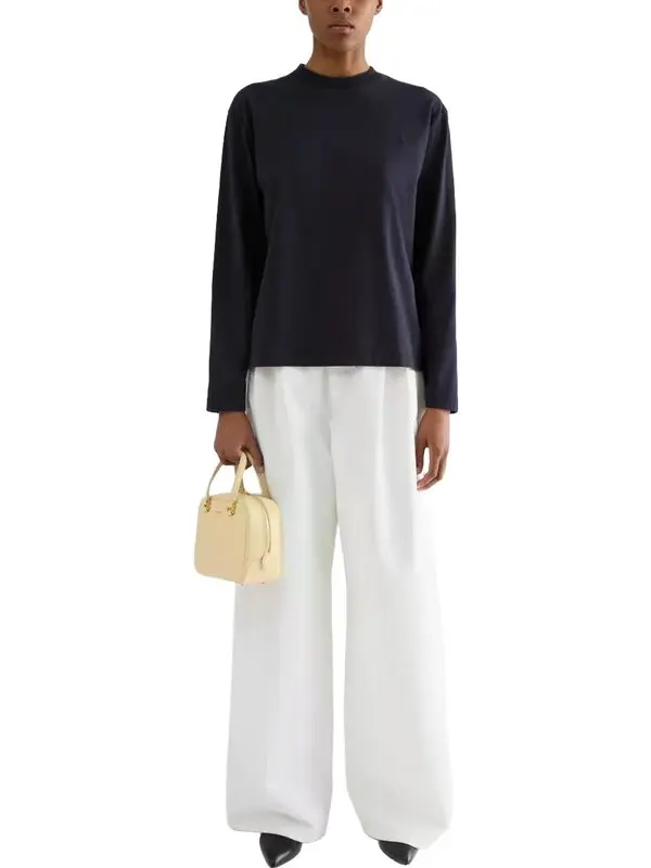 JIL SANDER Monogram-embroidered Long-sleeve T-shirt - Black
