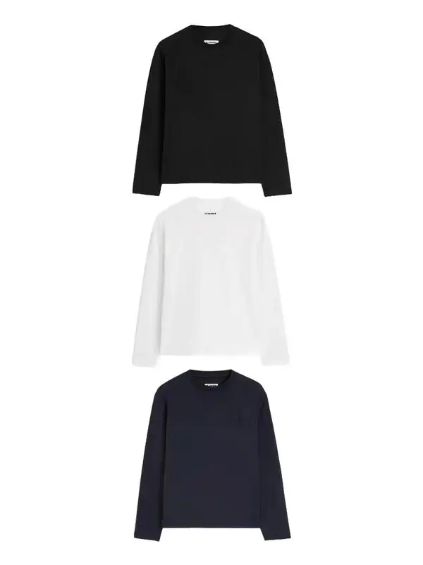 JIL SANDER Monogram-embroidered Long-sleeve T-shirt - Black