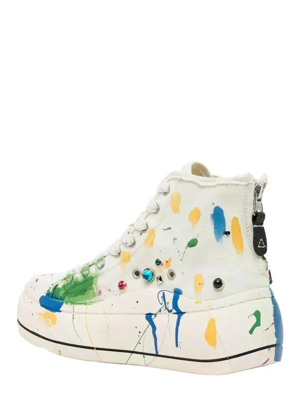 R13 Paint-splatter Stud-embellished Trainers - Neutrals