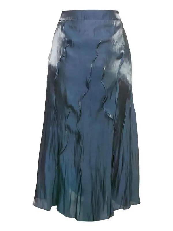 Kenzo Pin-tucked Satin Midi Skirt - Blue