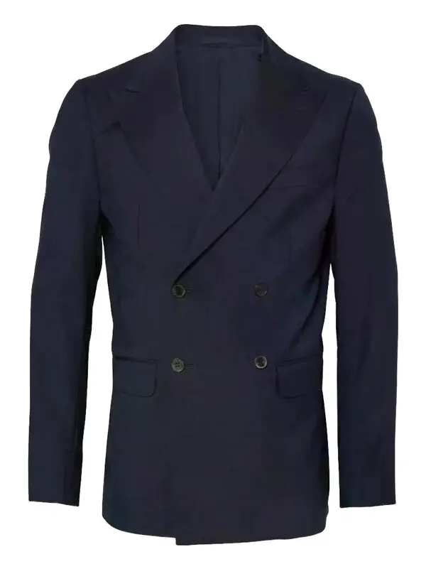 LOW BRAND Double-breasted Peak-lapel Blazer - Blue
