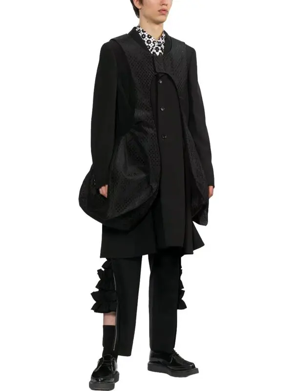 Comme Des Garçons Ruffled Zip Detail Trousers - Black