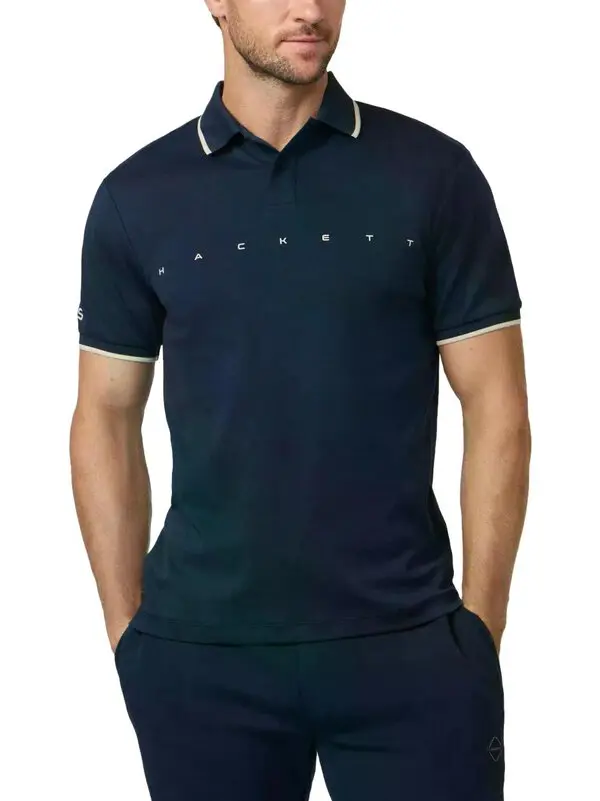 HACKETT LONDON Logo-print Short-sleeve Polo Shirt - Blue
