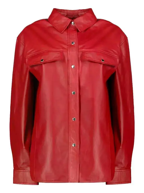 IRO PARIS Leather Buttoned Jacket - Red