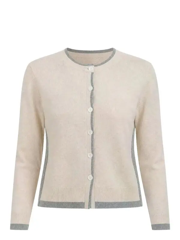 CUDDLEUP Contrast Trim Cardigan - Neutrals