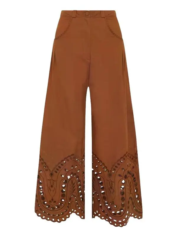 Charo Ruiz Ibiza Ray Broderie-anglaise Palazzo Pants - Brown