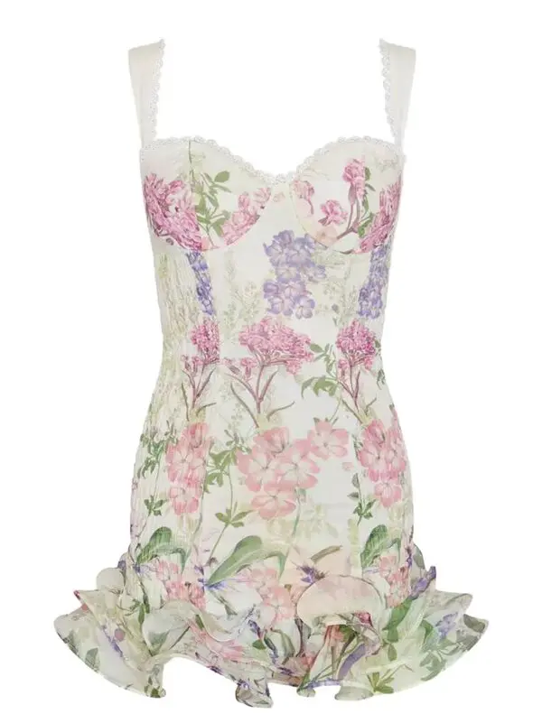Charo Ruiz Ibiza Sunil Floral-print Mini Dress - Neutrals