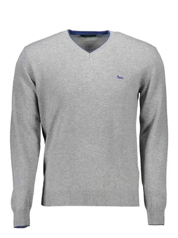 HARMONT & BLAINE Embroidered-logo V-neck Sweater - Grey