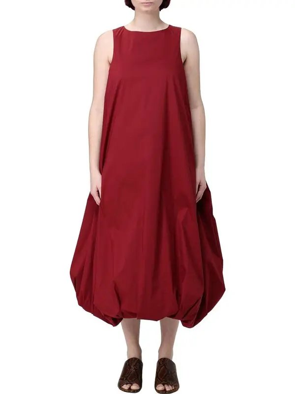 Liviana Conti Sleeveless Midi Dress With Gathered Hem - Earth