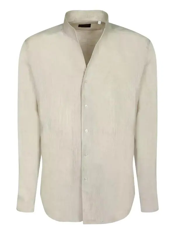 XACUS Mandarin-collar Linen Shirt - Neutrals