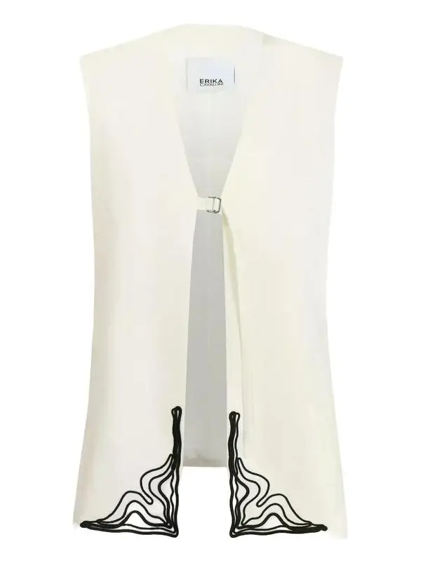 Erika Cavallini Embroidered Buckle-fastening Waistcoat - Neutrals