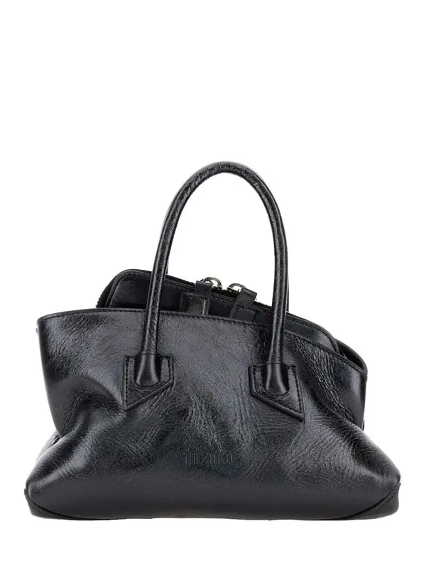 Attico La Passeggiata Mini Crackled Leather Bag - Grey