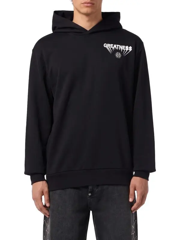 Philipp Plein Cotton Hoodie With Graphic Print - Black