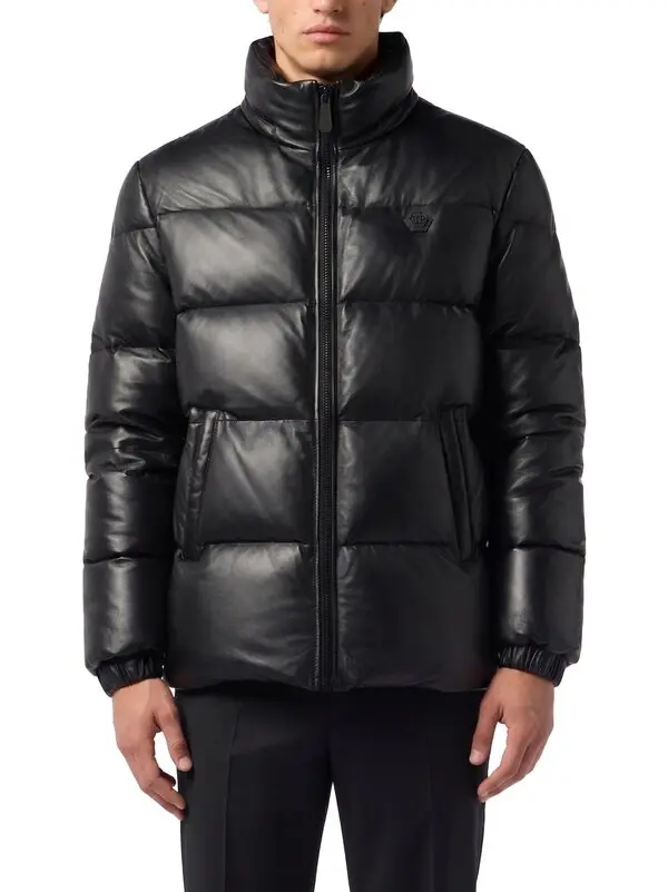 Philipp Plein Lambskin Down Jacket - Black
